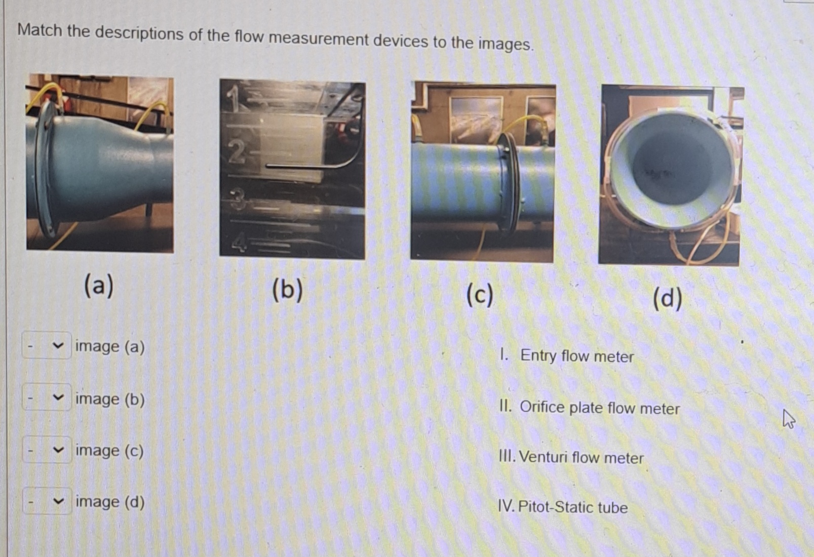 Solved Match the descriptions of the flow measurement | Chegg.com
