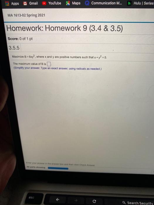 Solved Apps Gmail YouTube Maps Communication M... Hulu | | Chegg.com