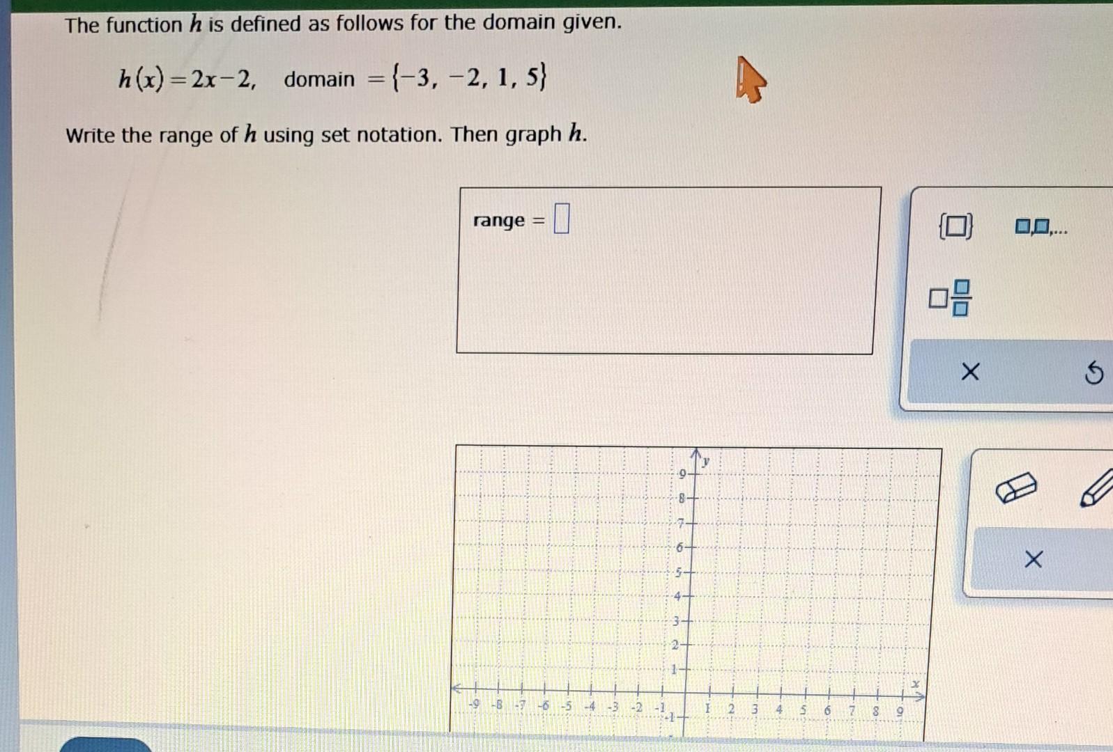 Solved the function h is defined as follows for the domain | Chegg.com