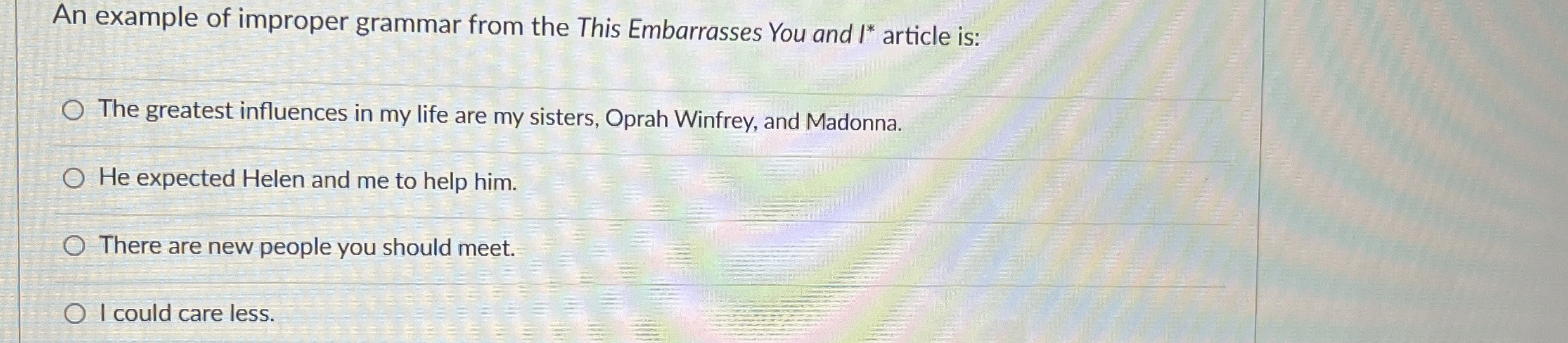 Solved An example of improper grammar from the This | Chegg.com