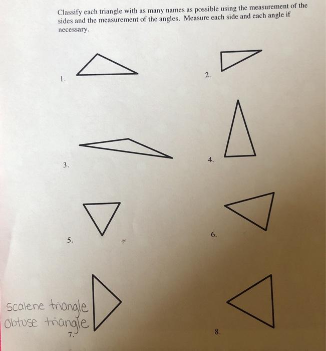 Solved Classify each triangle with as many names as possible | Chegg.com