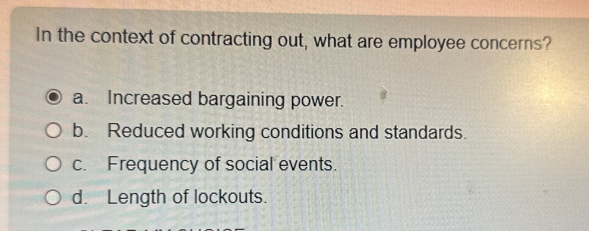 Solved In the context of contracting out, what are employee | Chegg.com