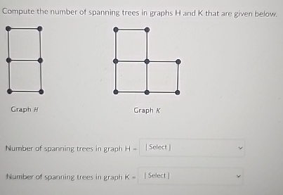 Solved Compute the number of spanning trees in graphs H ﻿and | Chegg.com