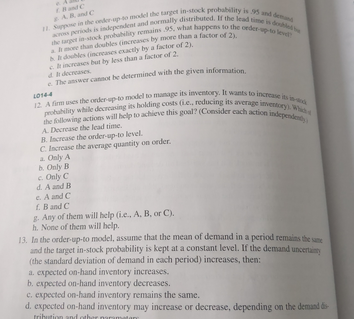 Solved f. ﻿B and Cg. ﻿A, ﻿B, ﻿and C11. ﻿Suppose in the | Chegg.com