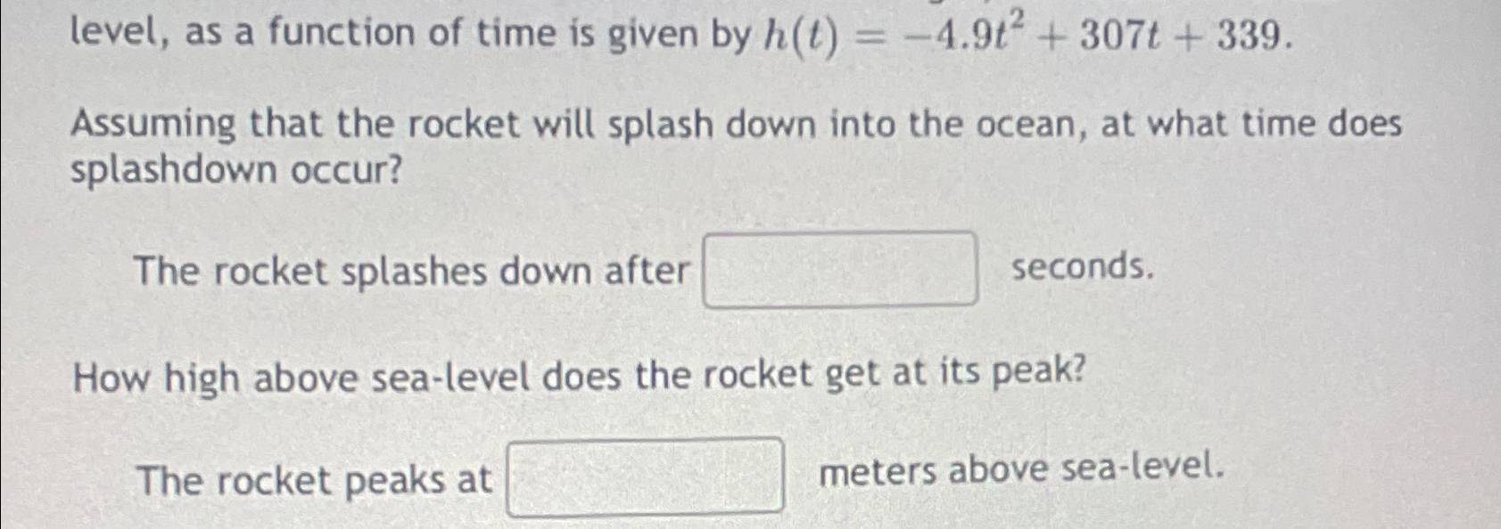 Solved level, as a function of time is given by | Chegg.com