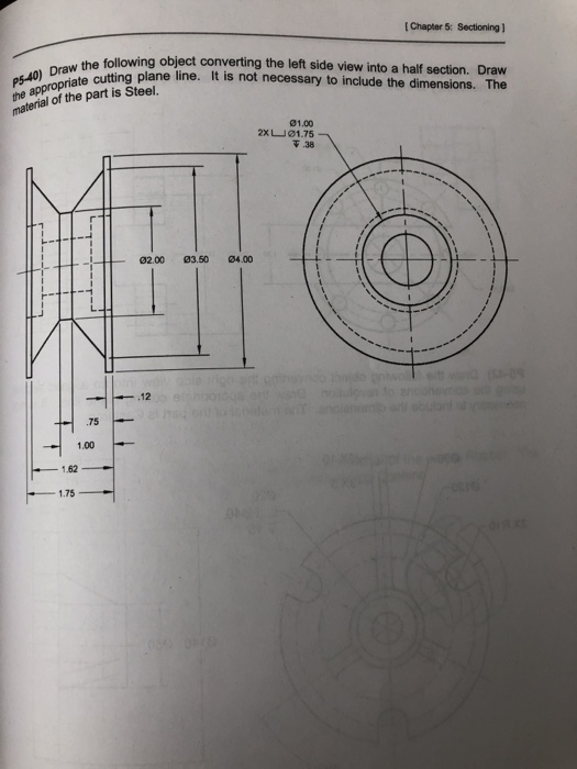 Solved PS-40) Draw the following object converting the left | Chegg.com