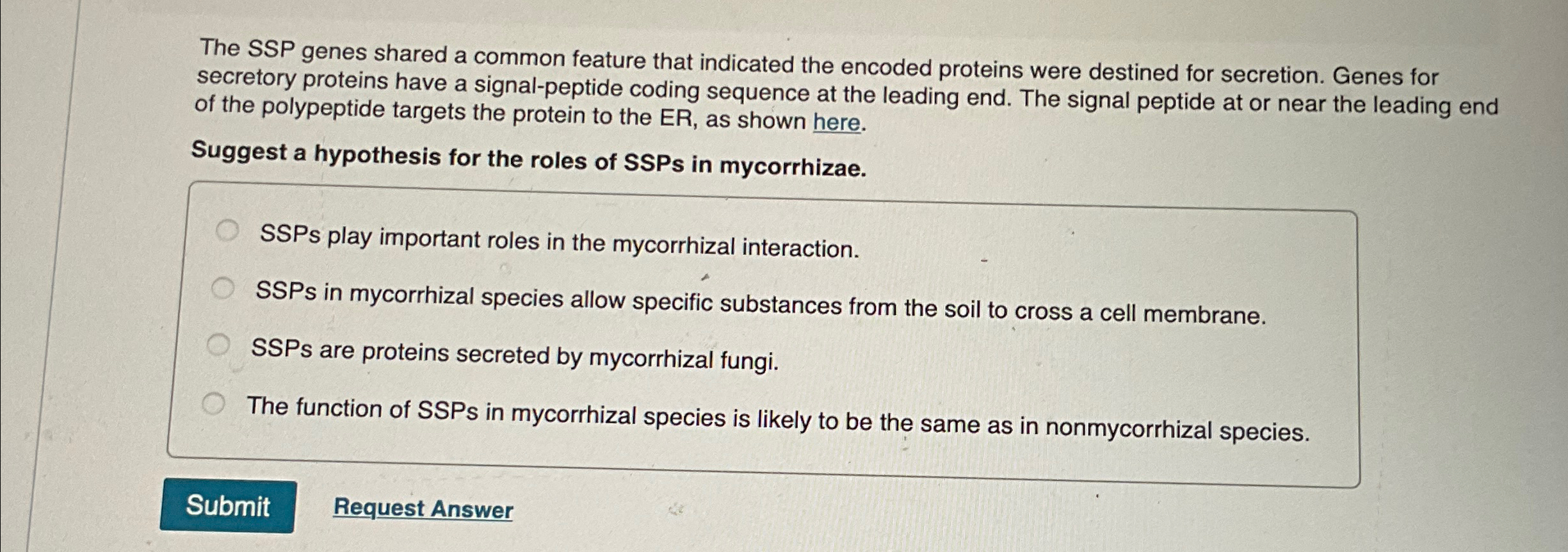 Solved The SSP genes shared a common feature that indicated | Chegg.com