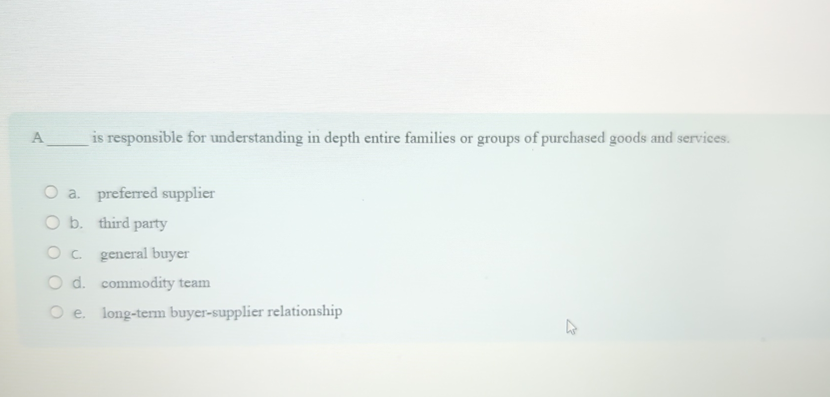 Solved A ﻿is responsible for understanding in depth entire | Chegg.com