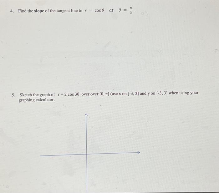 Solved 4. Find the slope of the tangent line to r=cosθ at | Chegg.com