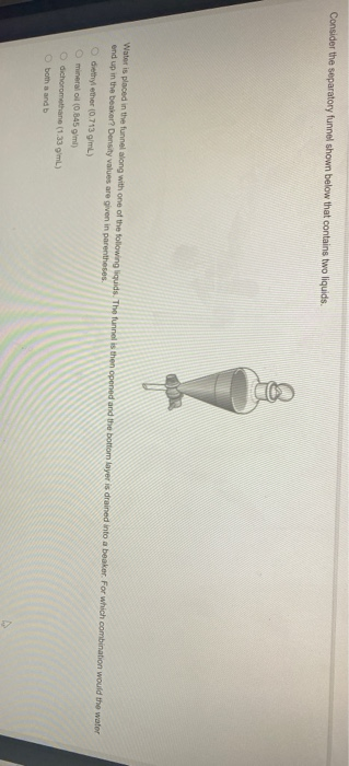 Solved Consider the separatory funnel shown below that | Chegg.com