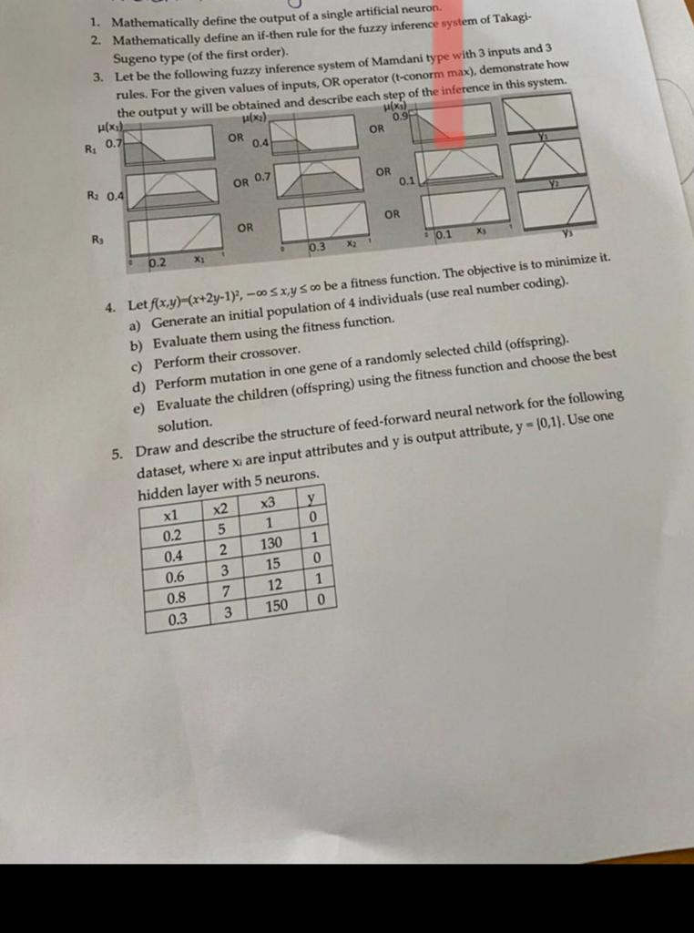 Solved Mathematically define the output of a single | Chegg.com