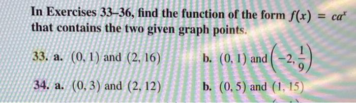 Solved In Exercises 33-36, find the function of the form | Chegg.com