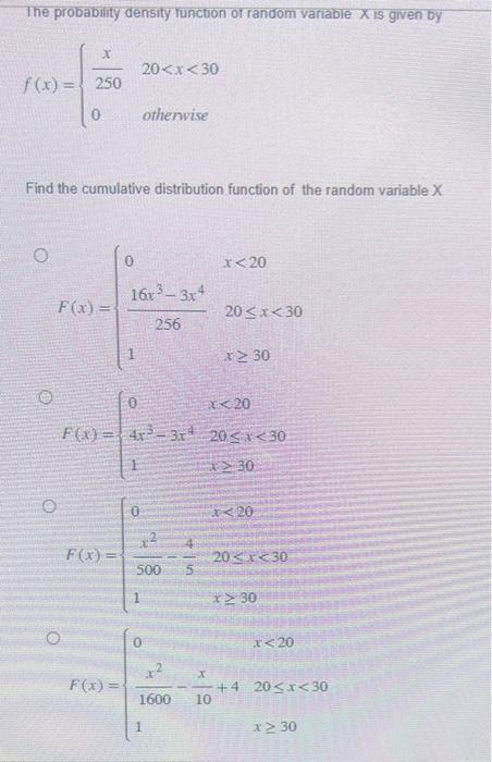 Solved The probability density function of random variable X | Chegg.com