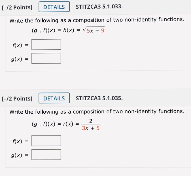Solved [-12 Points] DETAILS STITZCA3 5.1.033. Write the | Chegg.com