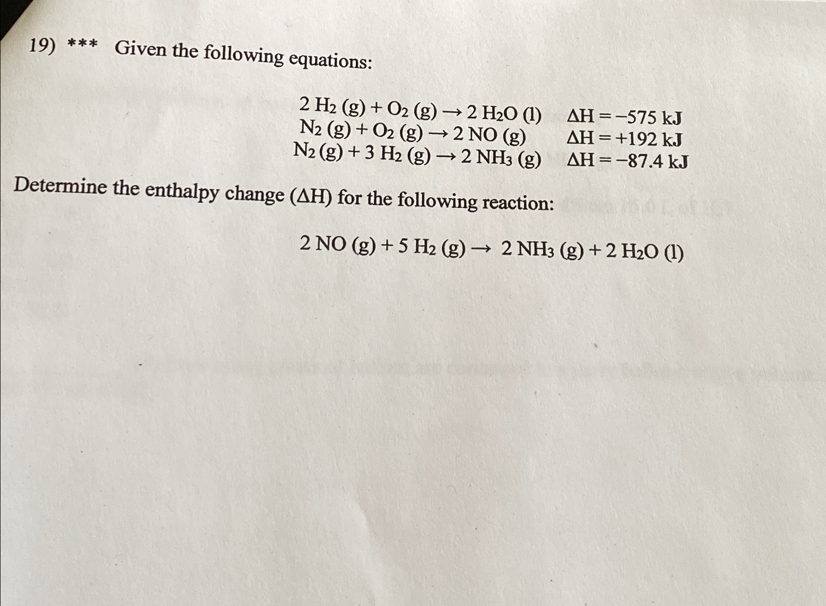 Solved *** ﻿Given the following | Chegg.com