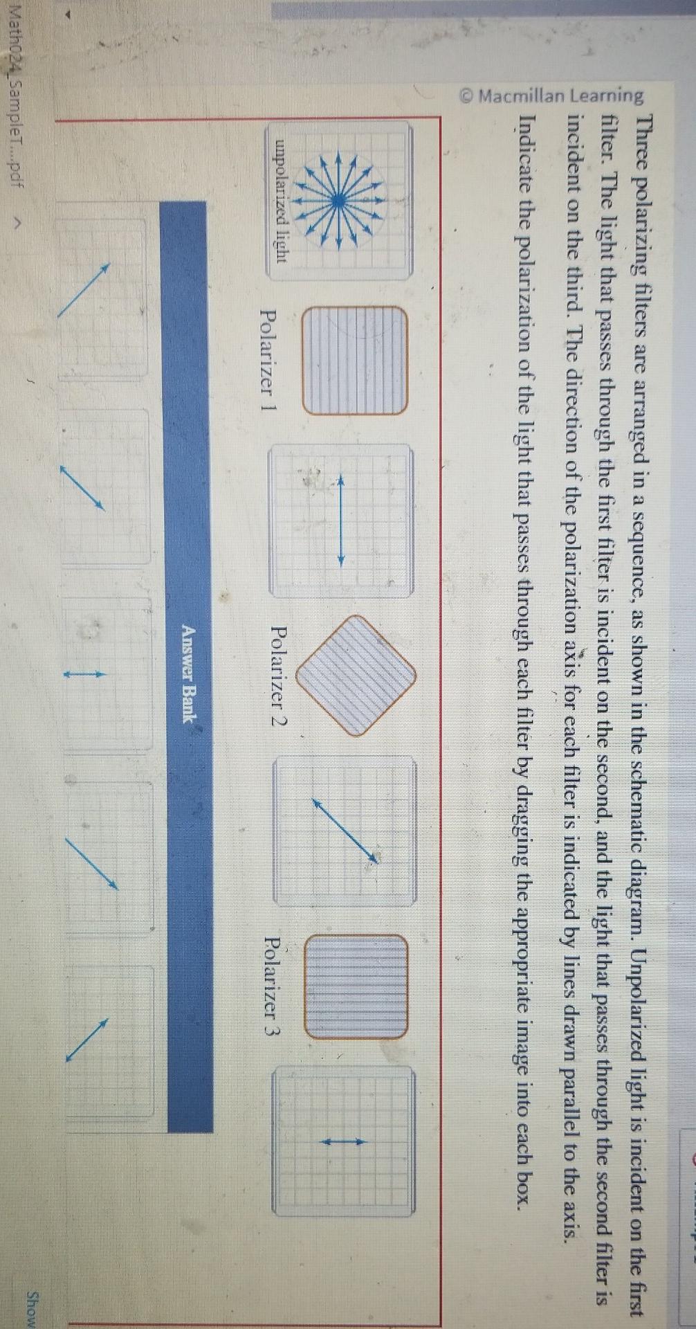 Solved Three polarizing filters are arranged in a sequence, | Chegg.com