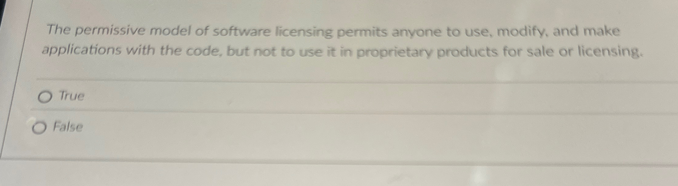 Solved The permissive model of software licensing permits | Chegg.com