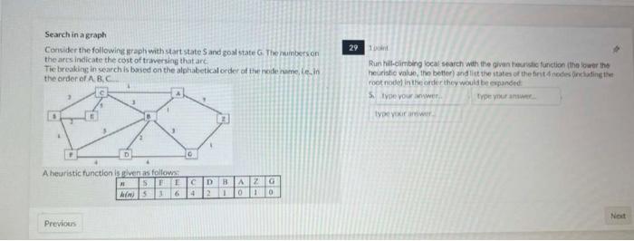 Search in agraph Consider the followine graph with | Chegg.com
