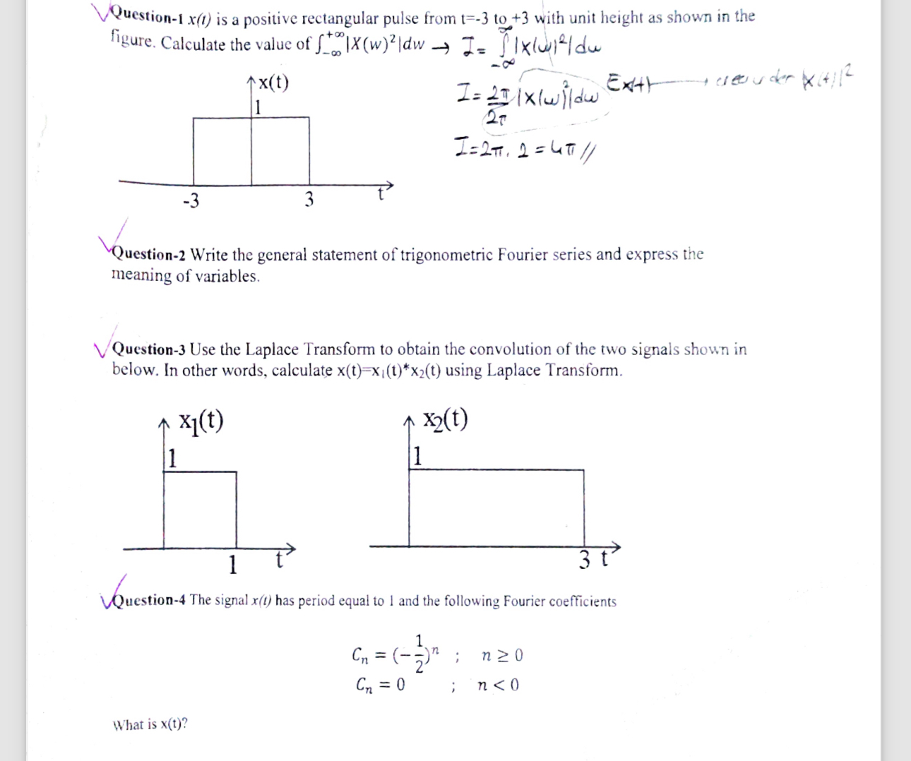 Solved Question-1 x(t) ﻿is a positive rectangular pulse from | Chegg.com