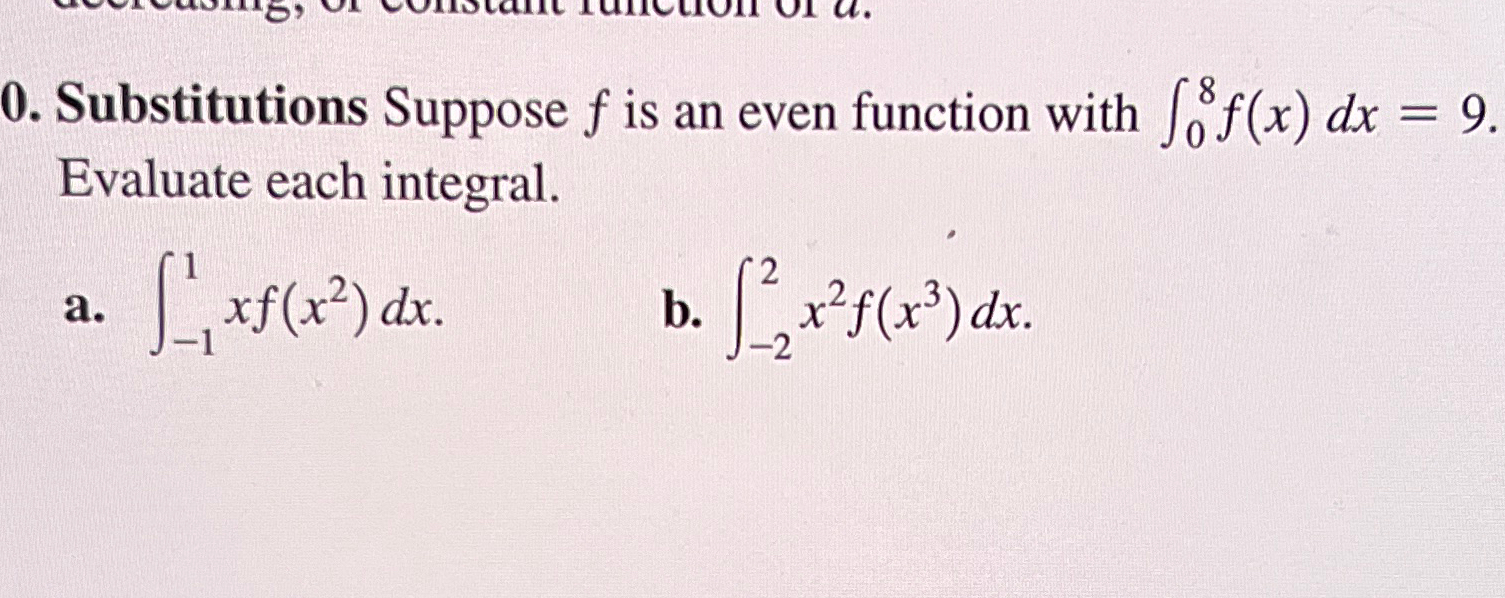 Solved Substitutions Suppose f ﻿is an even function with | Chegg.com