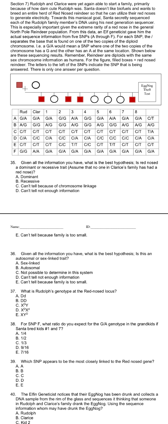 Solved Section 7) ﻿Rudolph and Clarice were yet again able | Chegg.com