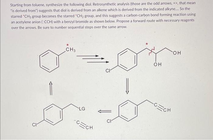 Solved Starting from toluene, synthesize the following diol. | Chegg.com