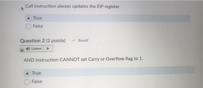 Solved Call instruction always updates the EIP register. | Chegg.com