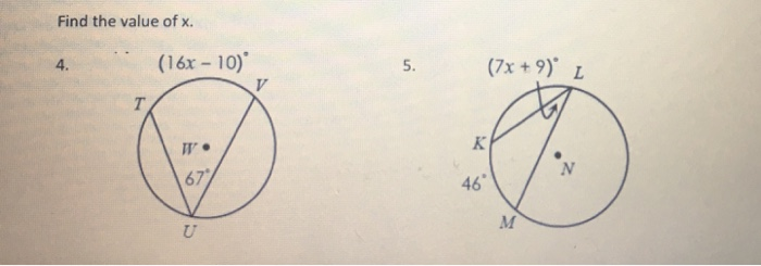 Solved Find the value of x. (16x - 10) (7x + 9) | Chegg.com