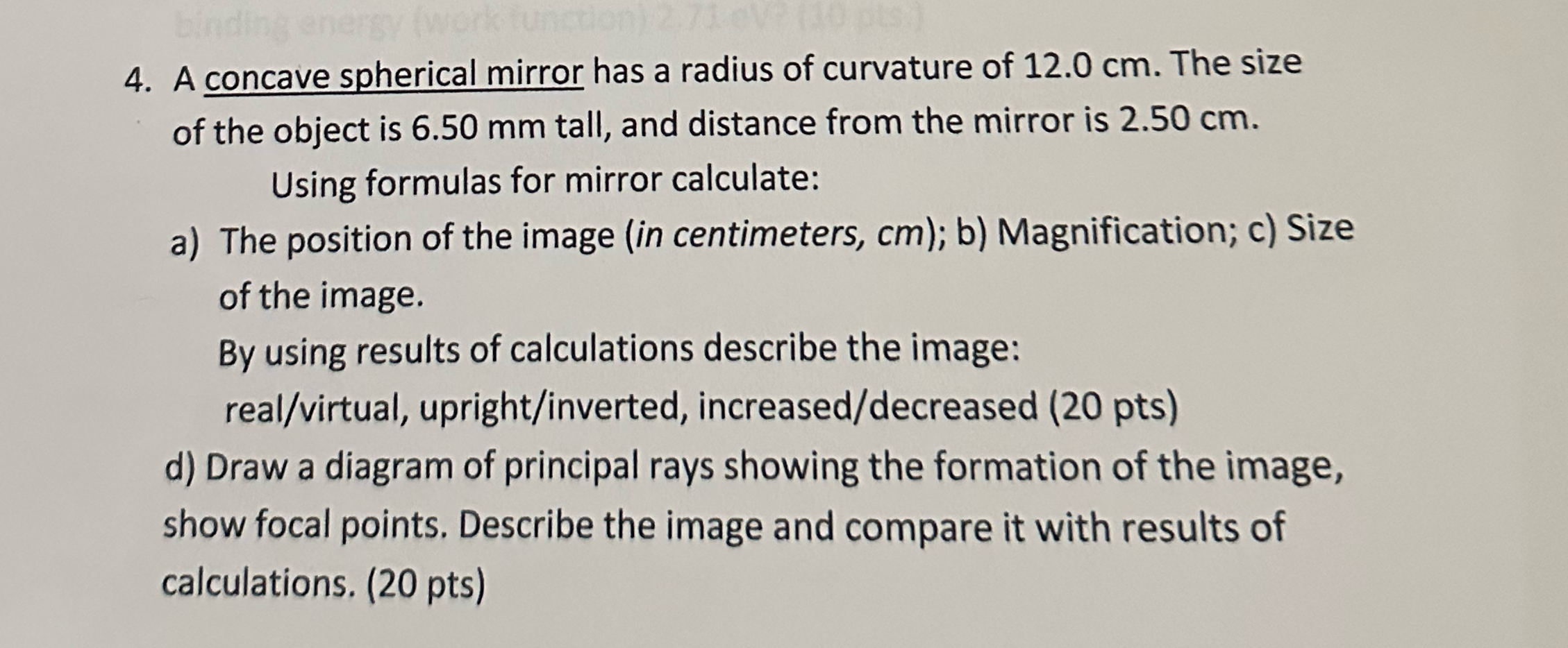 Solved A concave spherical mirror has a radius of curvature | Chegg.com