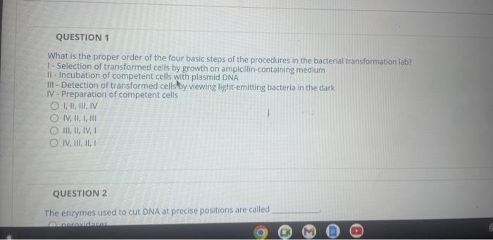 Solved What is the proper order of the four basic steps of | Chegg.com