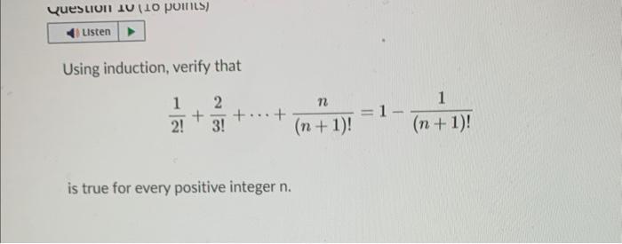 Solved Using induction, verify that | Chegg.com