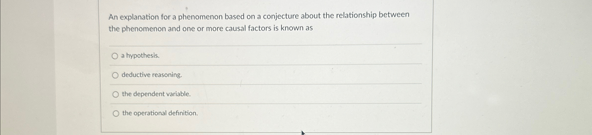 Solved An explanation for a phenomenon based on a conjecture | Chegg.com