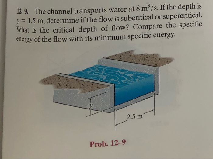 Solved 12–9. The channel transports water at 8 m/s. If the | Chegg.com