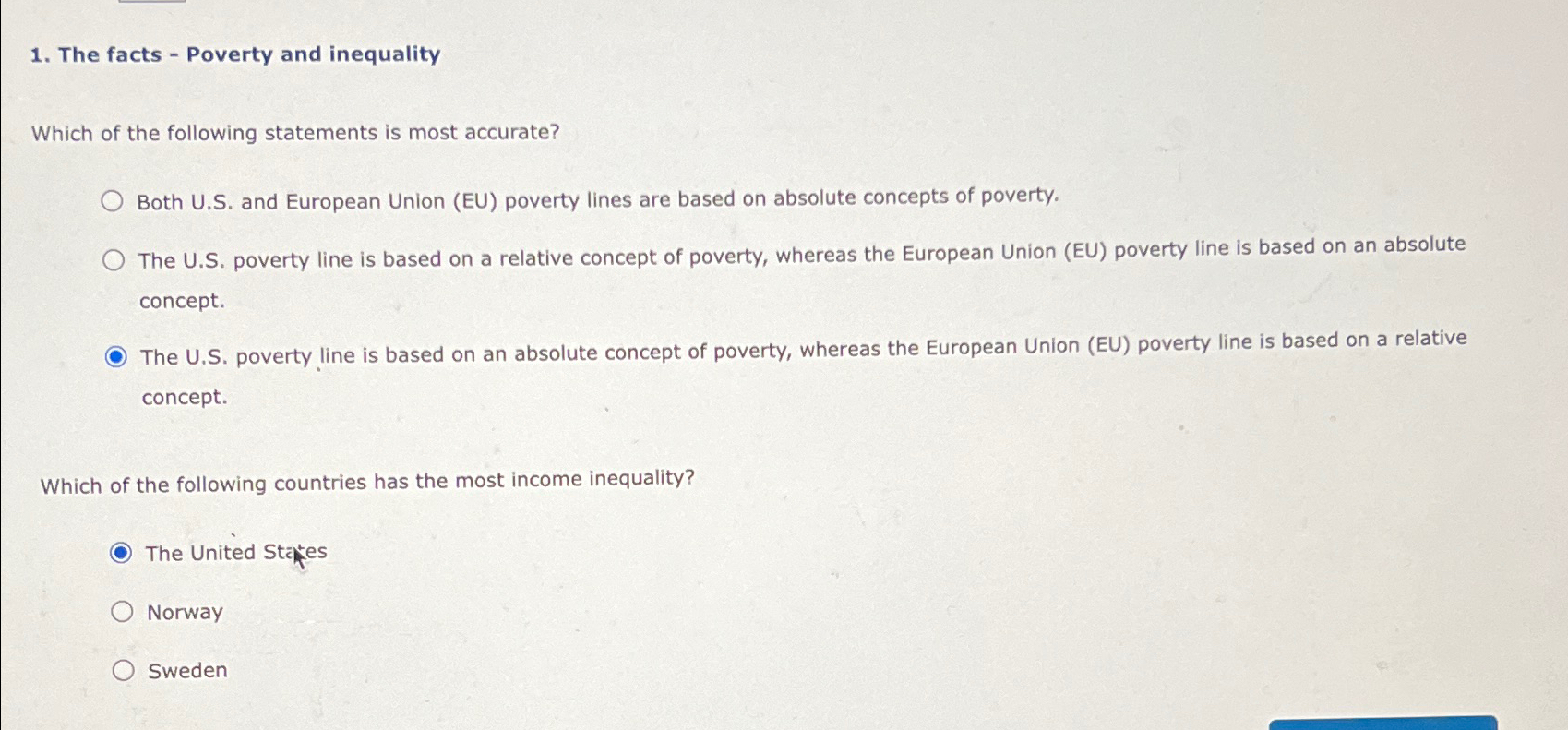 Solved The facts - ﻿Poverty and inequalityWhich of the | Chegg.com