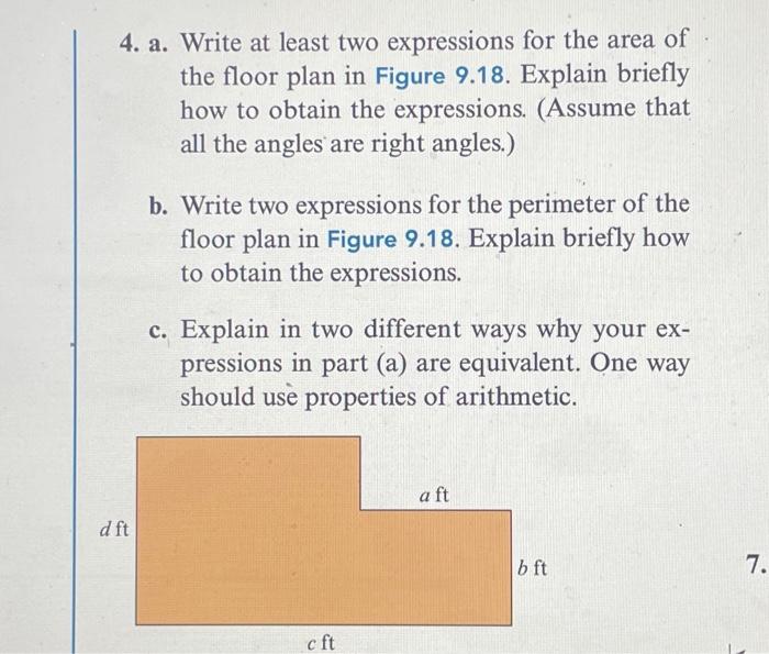 4. a. Write at least two expressions for the area of | Chegg.com