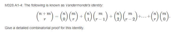 Solved M328 A1-4: The following is known as Vandermonde's | Chegg.com