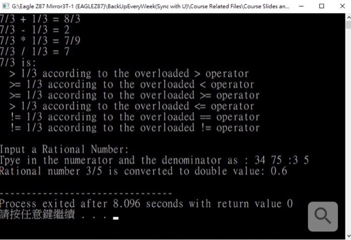 Solved Extend the Rational class for storing fractions in | Chegg.com