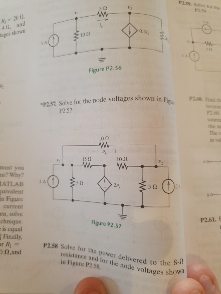 Solved *P2.57. Solve for the node voltages shown in Figur | Chegg.com