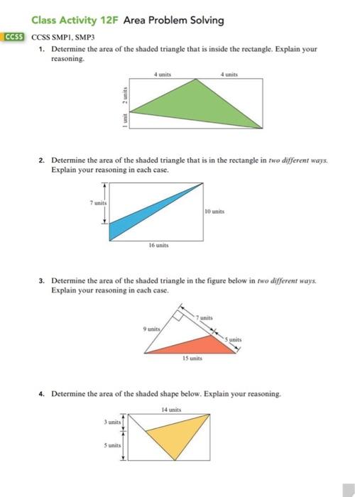 Solved Class Activity 12F Area Problem Solving CCSS CSS | Chegg.com