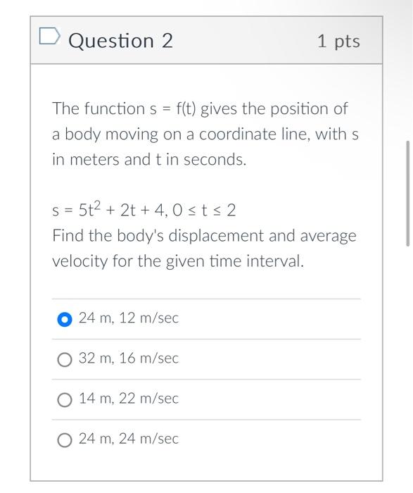Solved The equation gives the position s=f(t) of a body | Chegg.com