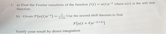 Solved 1. a) Find the Fourier transform of the function | Chegg.com