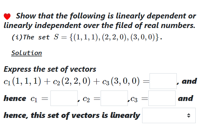 Solved Show that the following is linearly dependent | Chegg.com