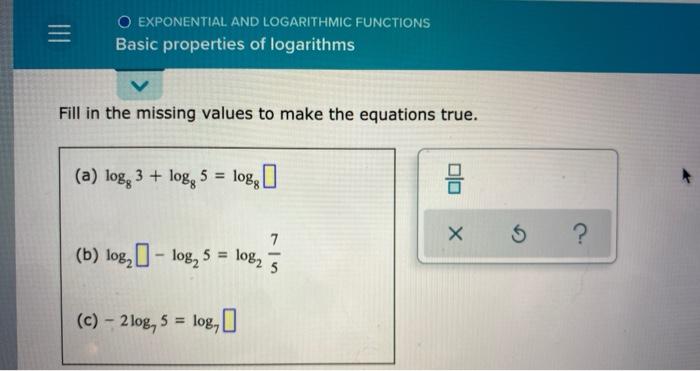Solved = O EXPONENTIAL AND LOGARITHMIC FUNCTIONS Basic | Chegg.com