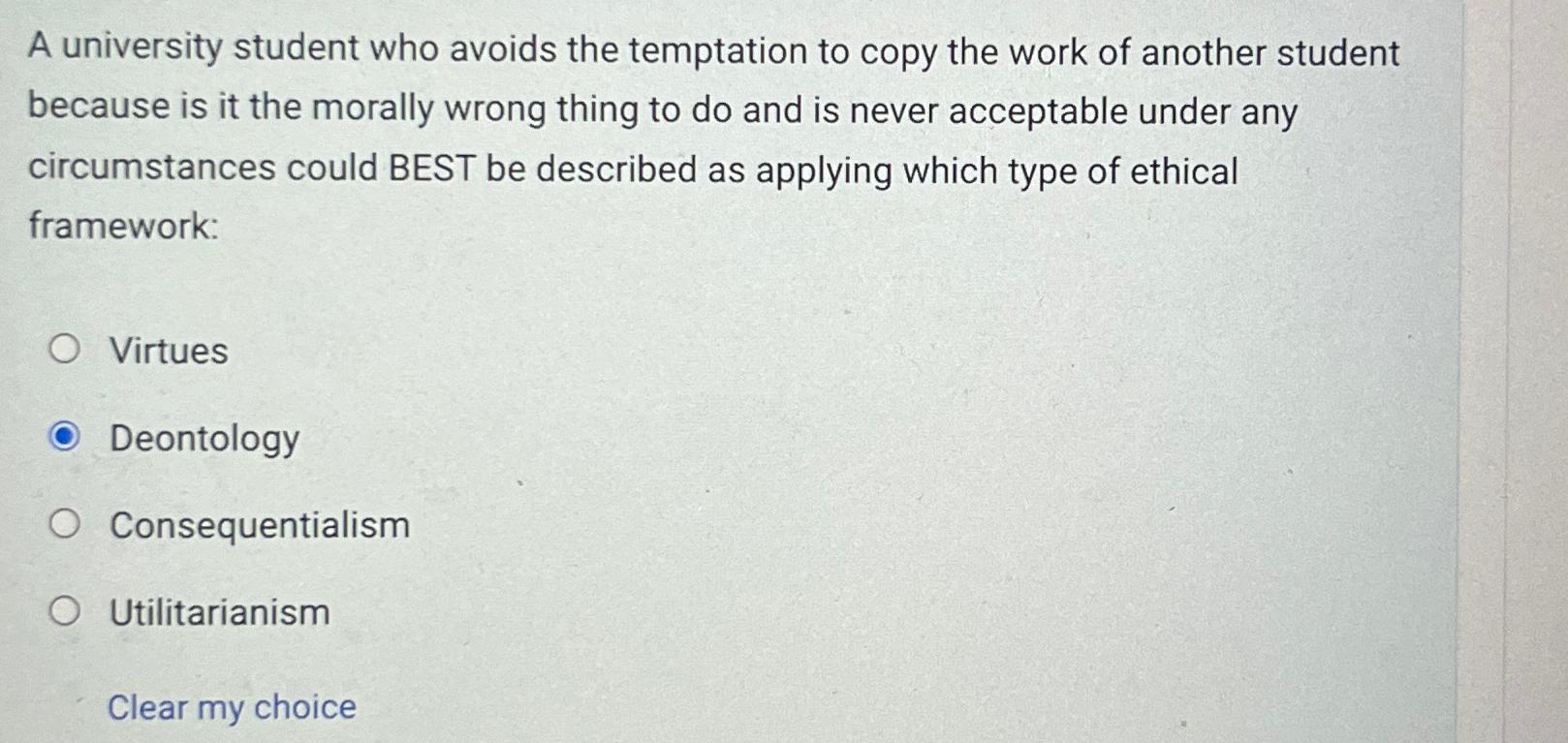 Solved A university student who avoids the temptation to | Chegg.com