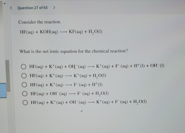 Solved Consider the reaction. HF(aq) + | Chegg.com