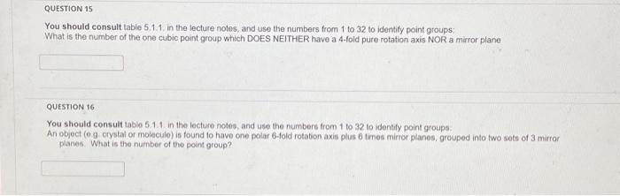 Solved Table 5.1.1 The 32 Point Groups or Crystal Classes | Chegg.com