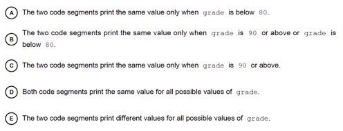 Solved 13. Consider the following code segments, which are | Chegg.com