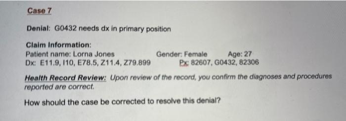 Case 6 Denial: NCCl edit 29881 and 29877 (code2 of a | Chegg.com