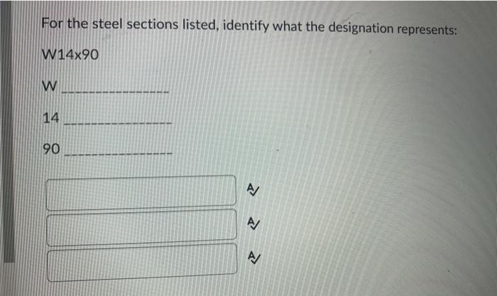Solved For the steel sections listed, identify what the | Chegg.com