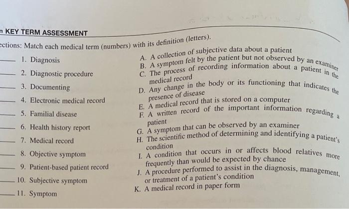 Solved need help matching the medical terms directions match | Chegg.com